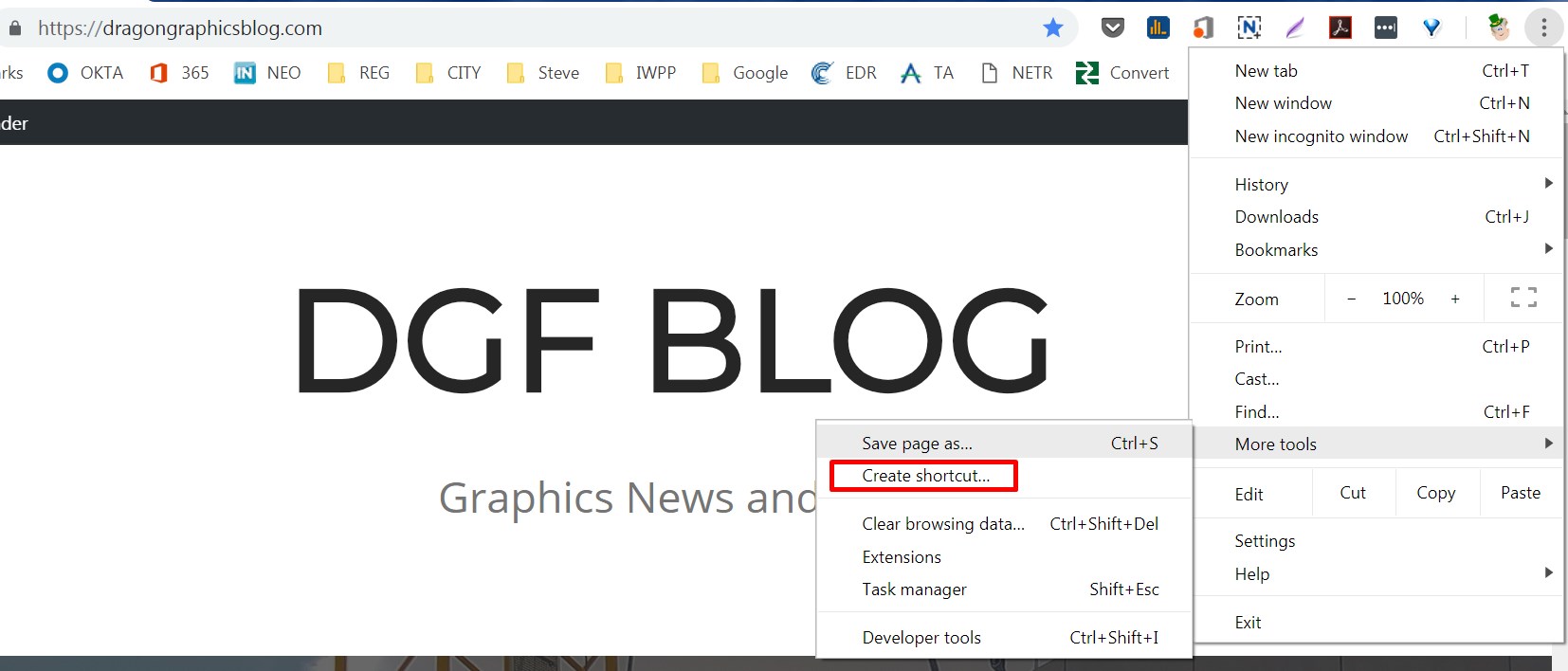 Save a Chrome Shortcut for others – Dragon Graphics Blog